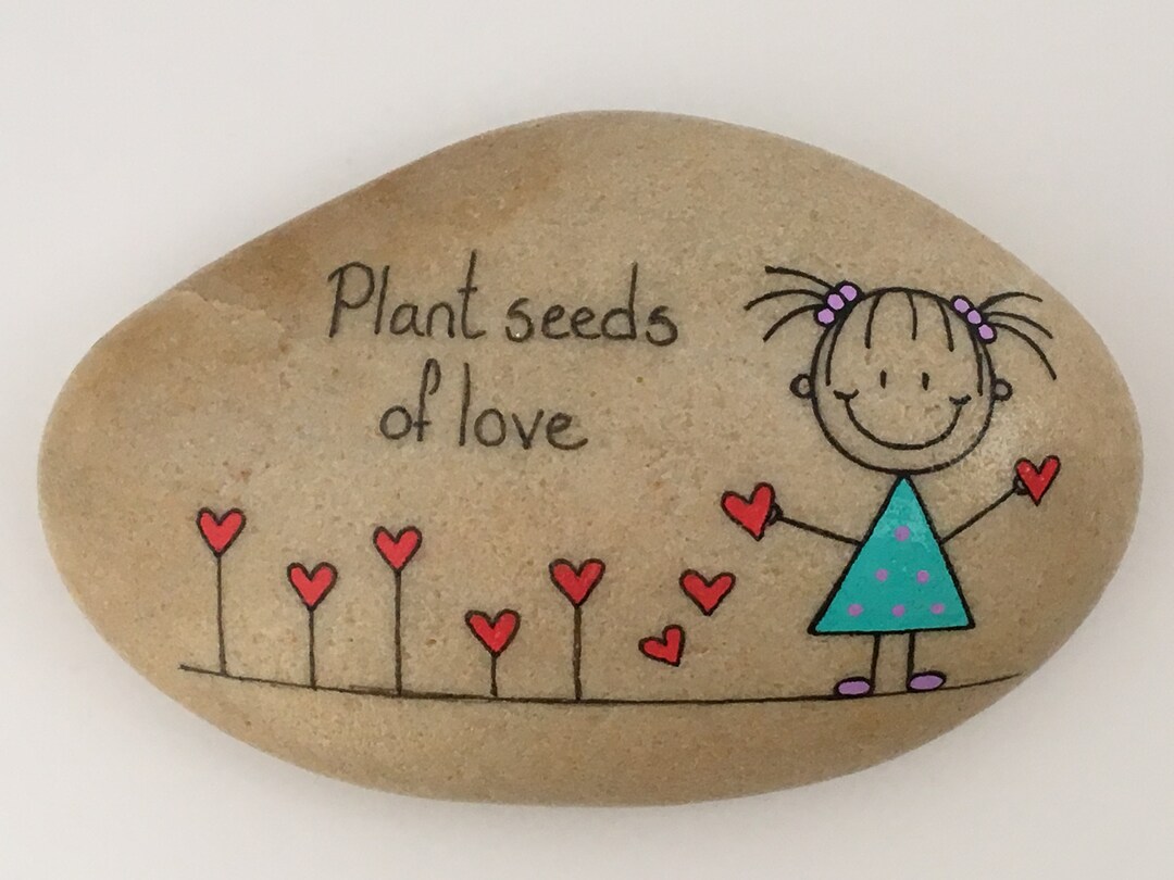 Cute Hand Painted Kid on Beach Stone With Inspirational Quote, Personal ...