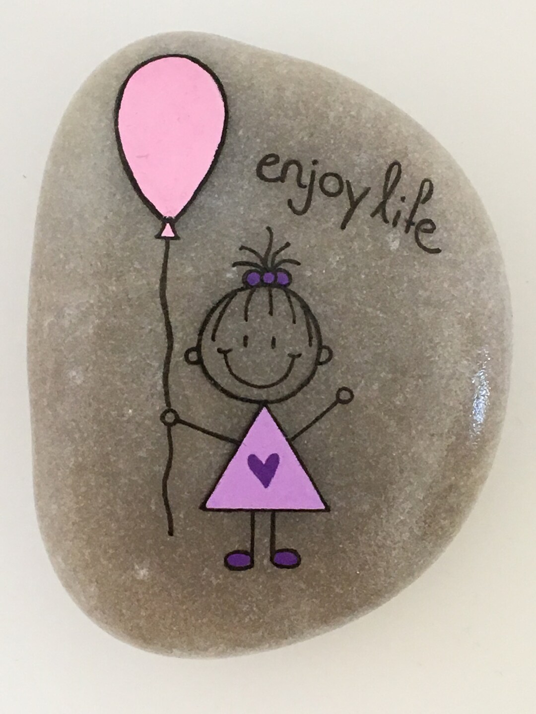 Cute Hand Painted Kid on Beach Stone With Inspirational Quote, Personal ...