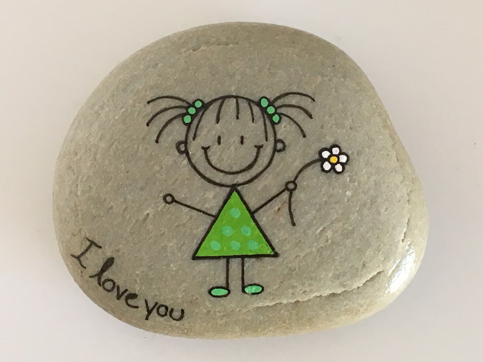 Cute Hand Painted Kid on Beach Stone With Inspirational Quote, Personal ...
