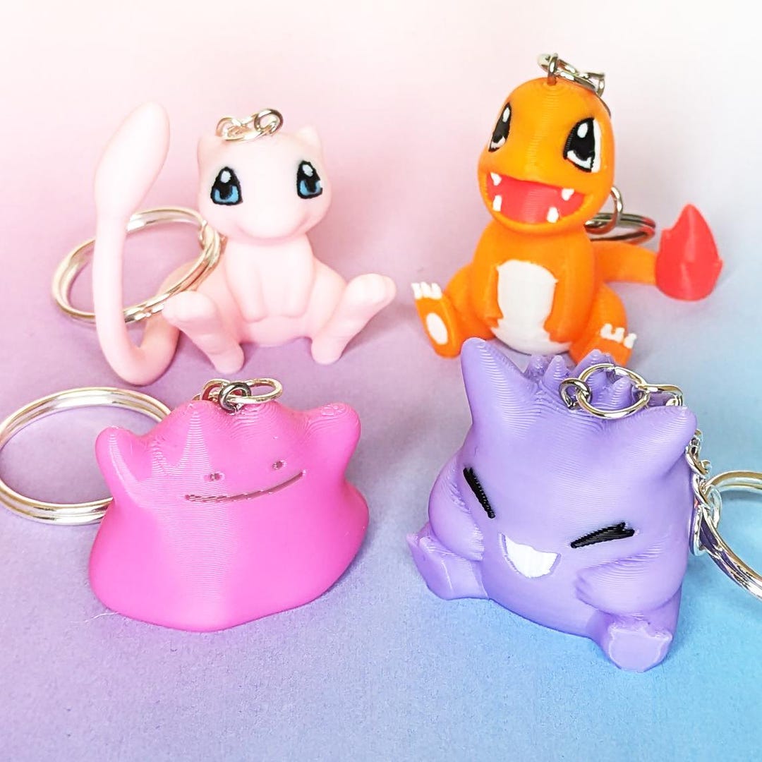 Handmade Cute Chibi 3D Printed Pokémon Keychain, Mew Gengar Charmander ...