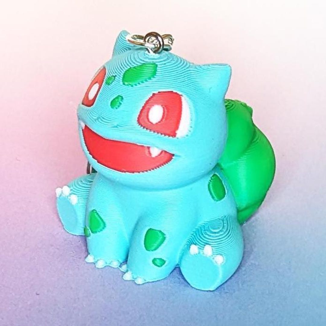 Bulbasaur Handmade Cute Chibi 3D Printed Keychain, Charm, Figure, Retro ...