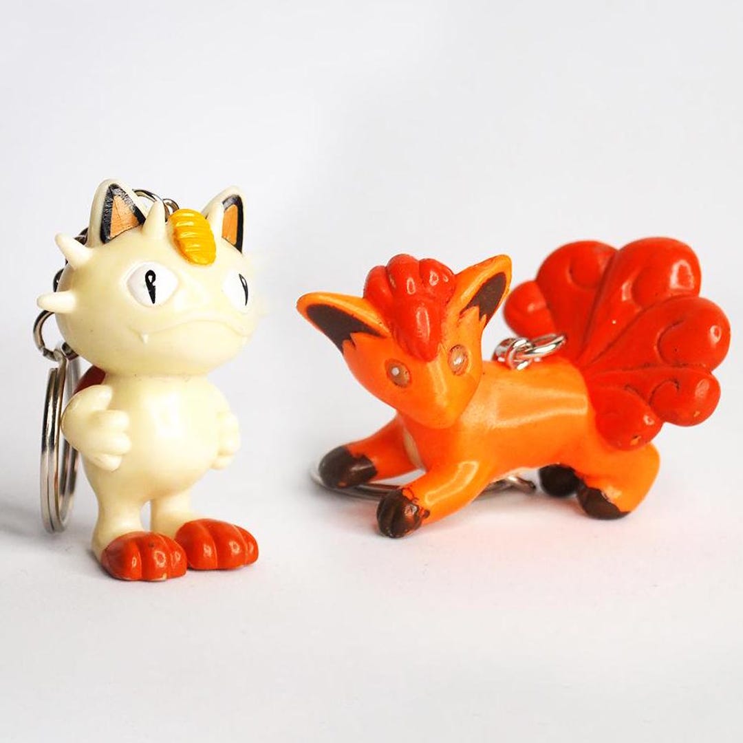Handmade Vintage Pokemon Keychain: Meowth & Vulpix Figure - Etsy