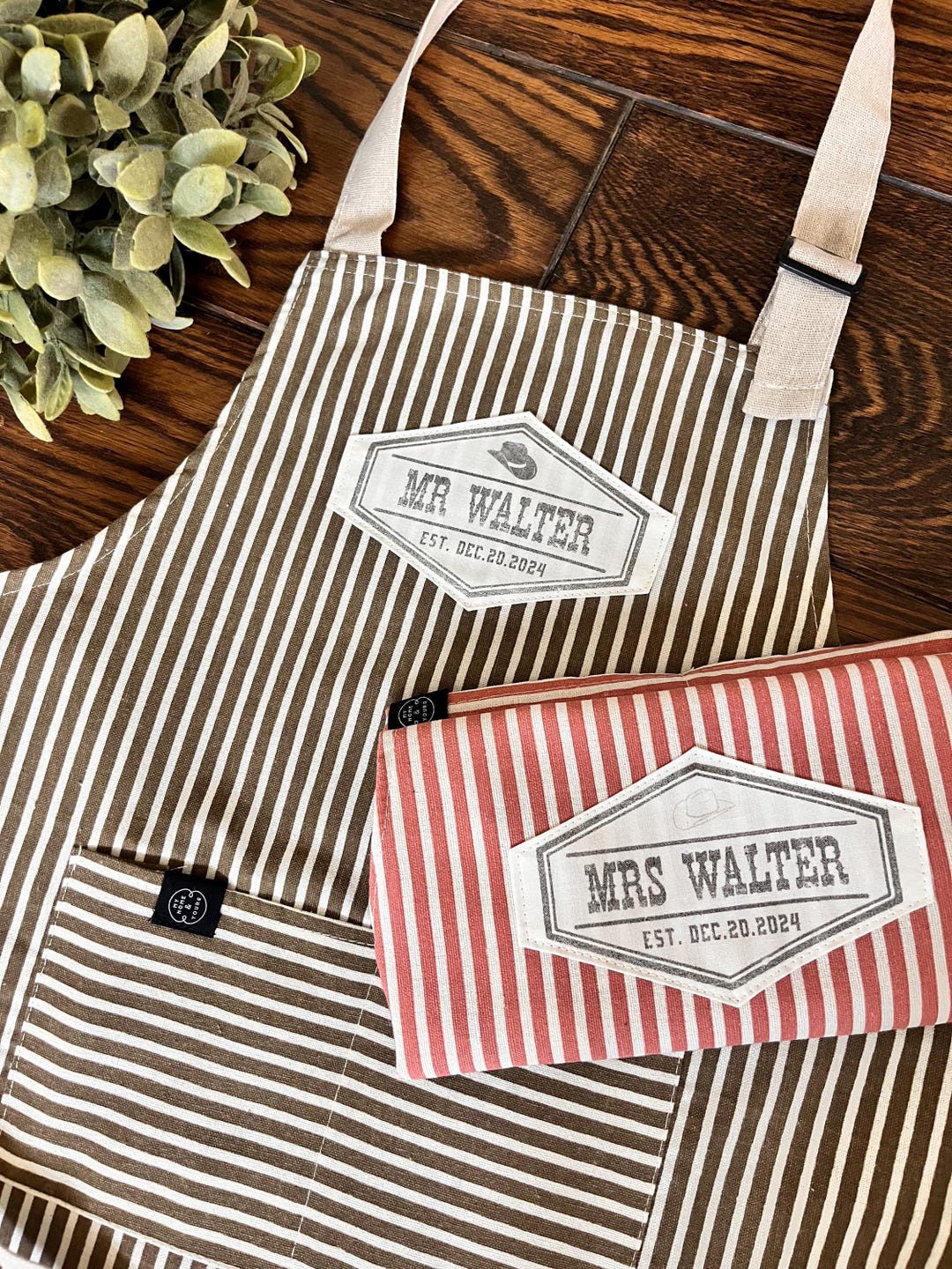 Mr and Mrs Aprons With Custom Names and Date Western Style Perfect ...