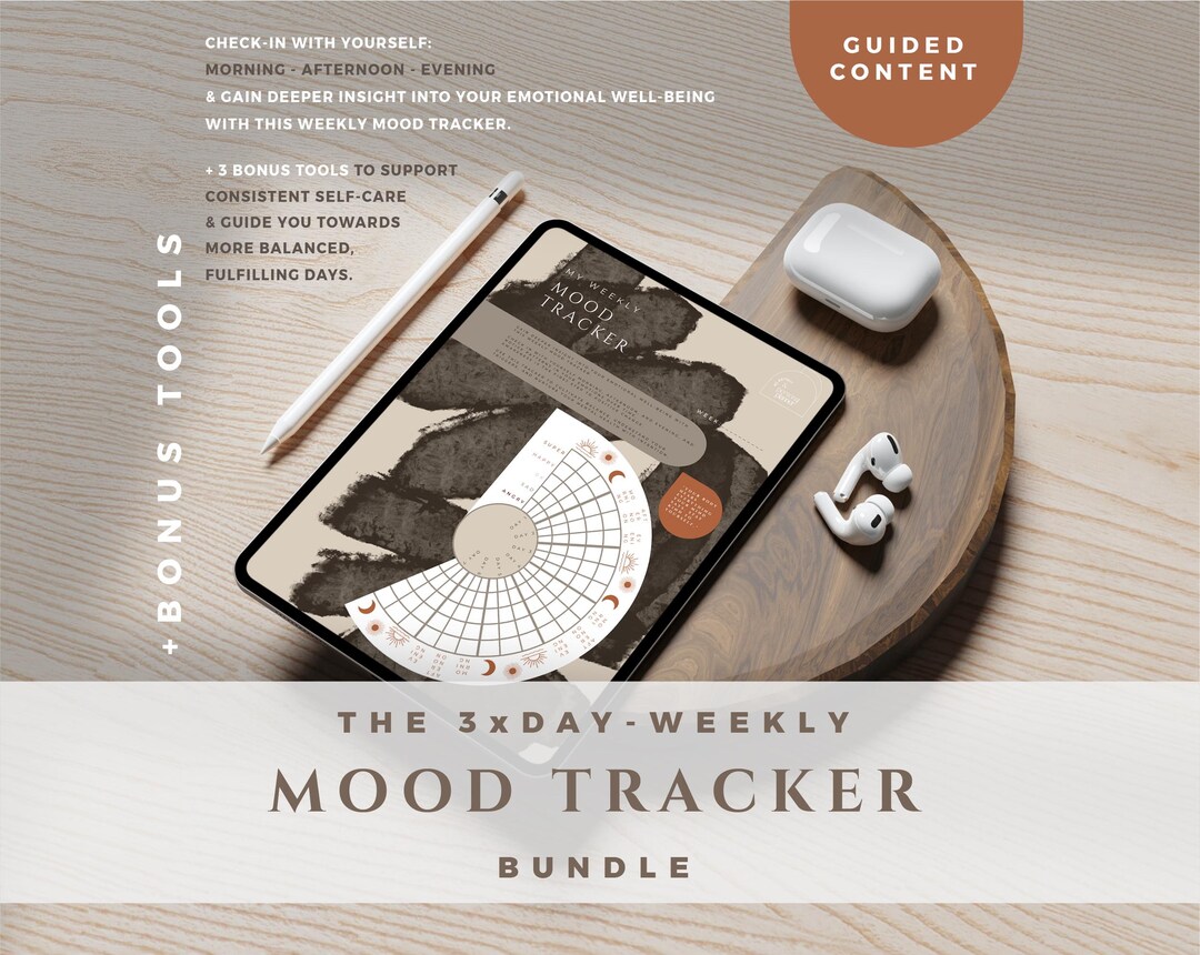 Weekly Mood Tracker: Digital Self-care Journal With Guided Exercises ...