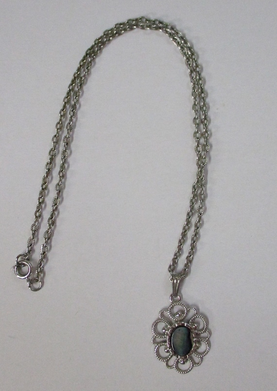 Ariki New Zealand Paua Rhodium Plate Necklace and Pen… - Gem