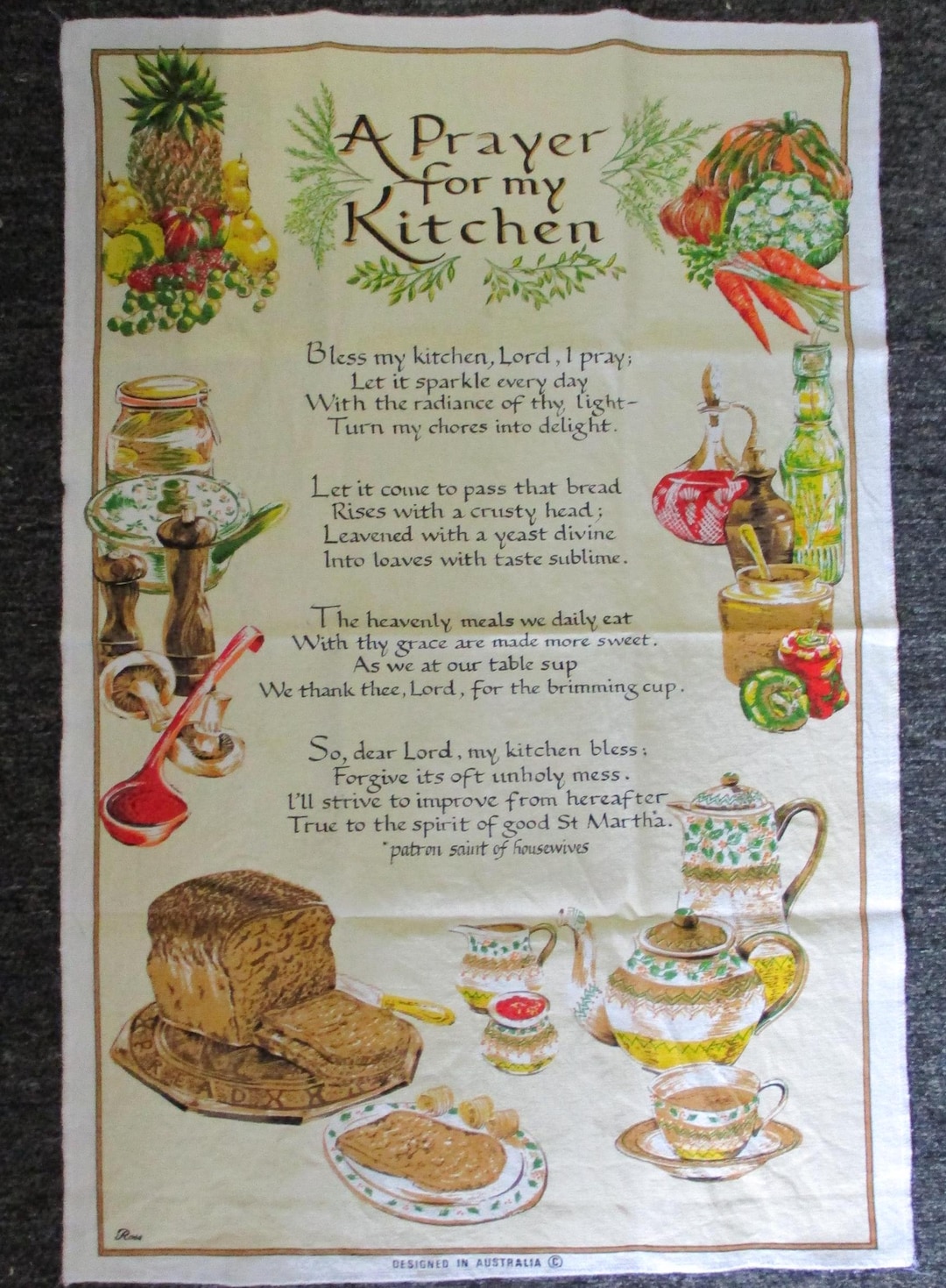 Vintage Cotton Tea Towel - Prayer for My Kitchen - Used - Etsy