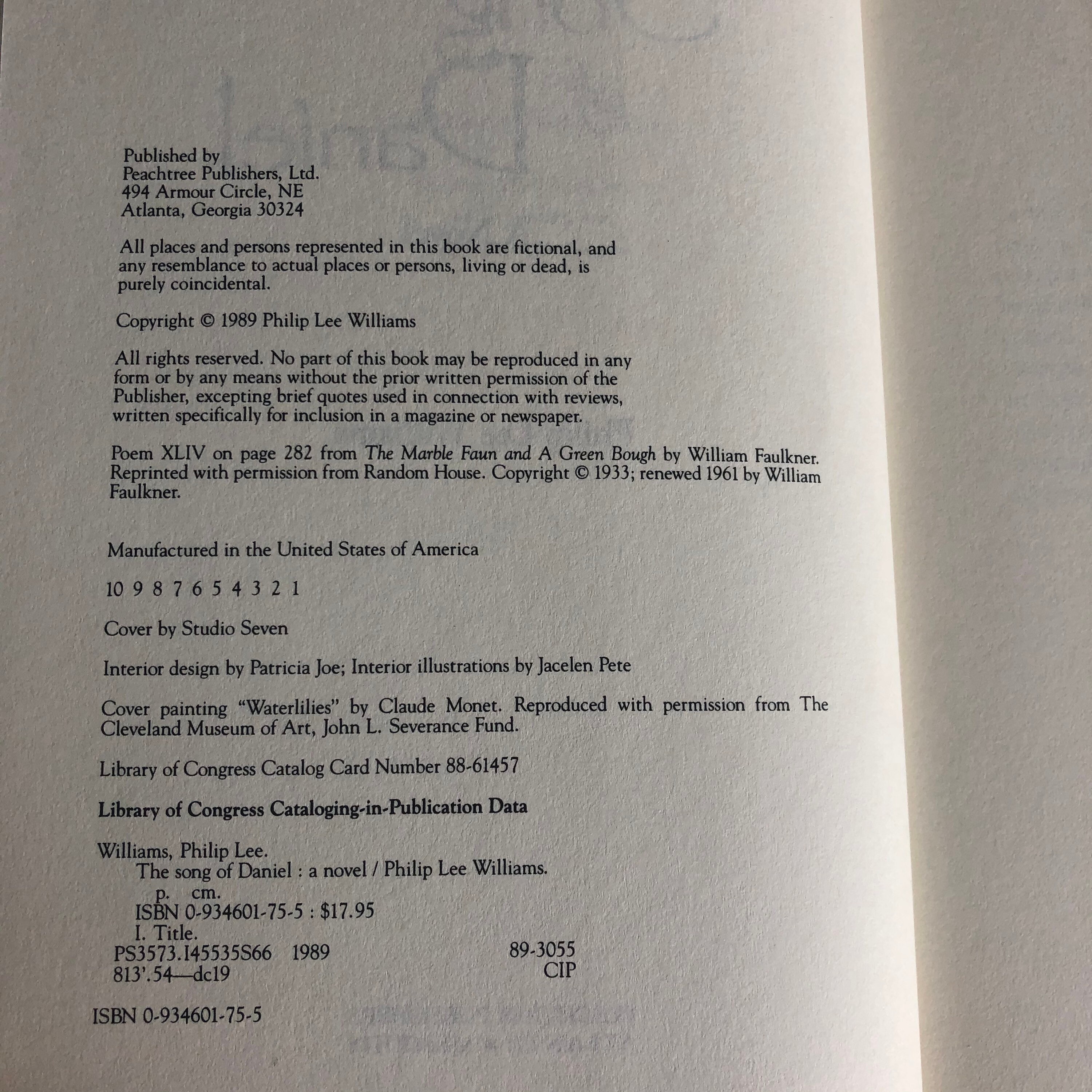 The Song of Daniel Philip Lee Williams Signed 1st Ed - Etsy