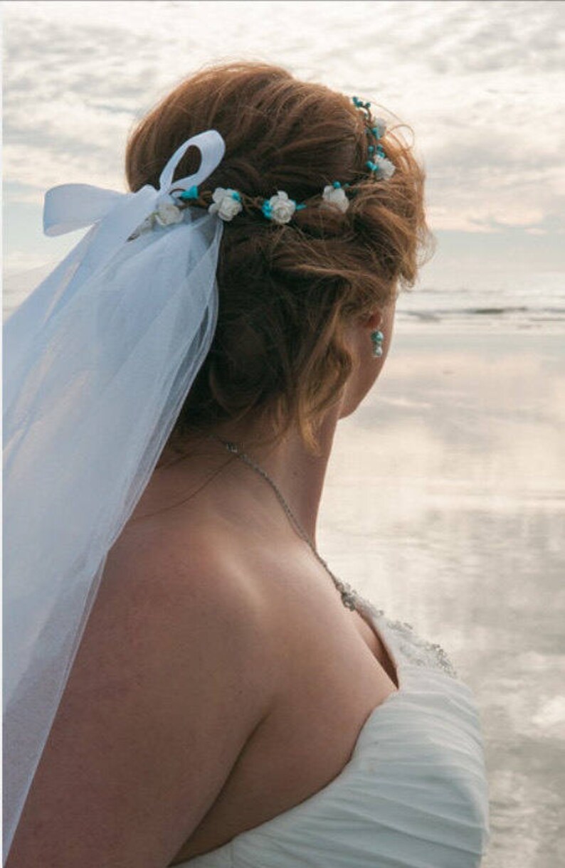 Bridal Hair Wreath With Veil Wedding Party Flower Crown Veil - Etsy