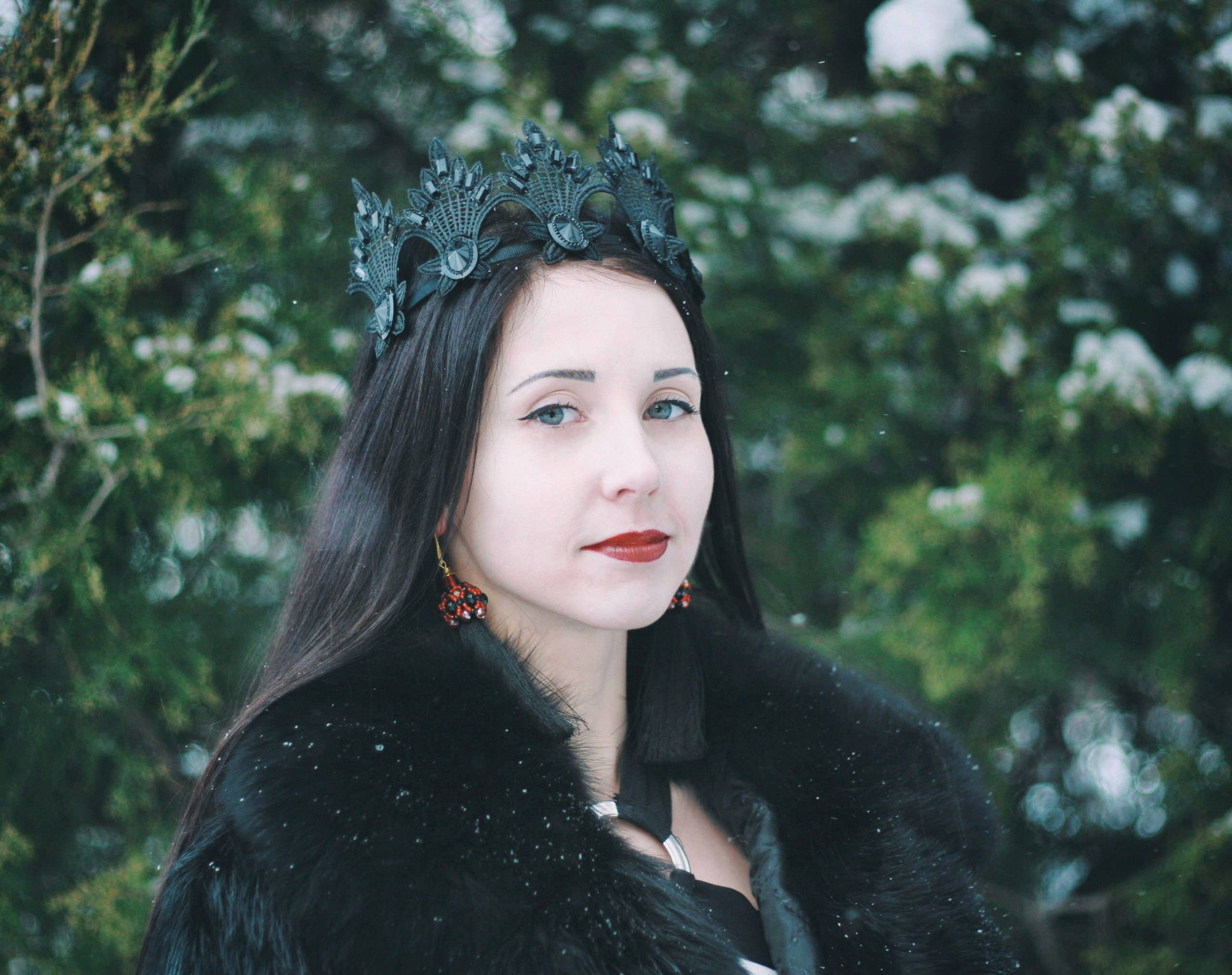 Swan Crown Evil Queen Crown Birthday Crown Black Crown Fascinator Black ...