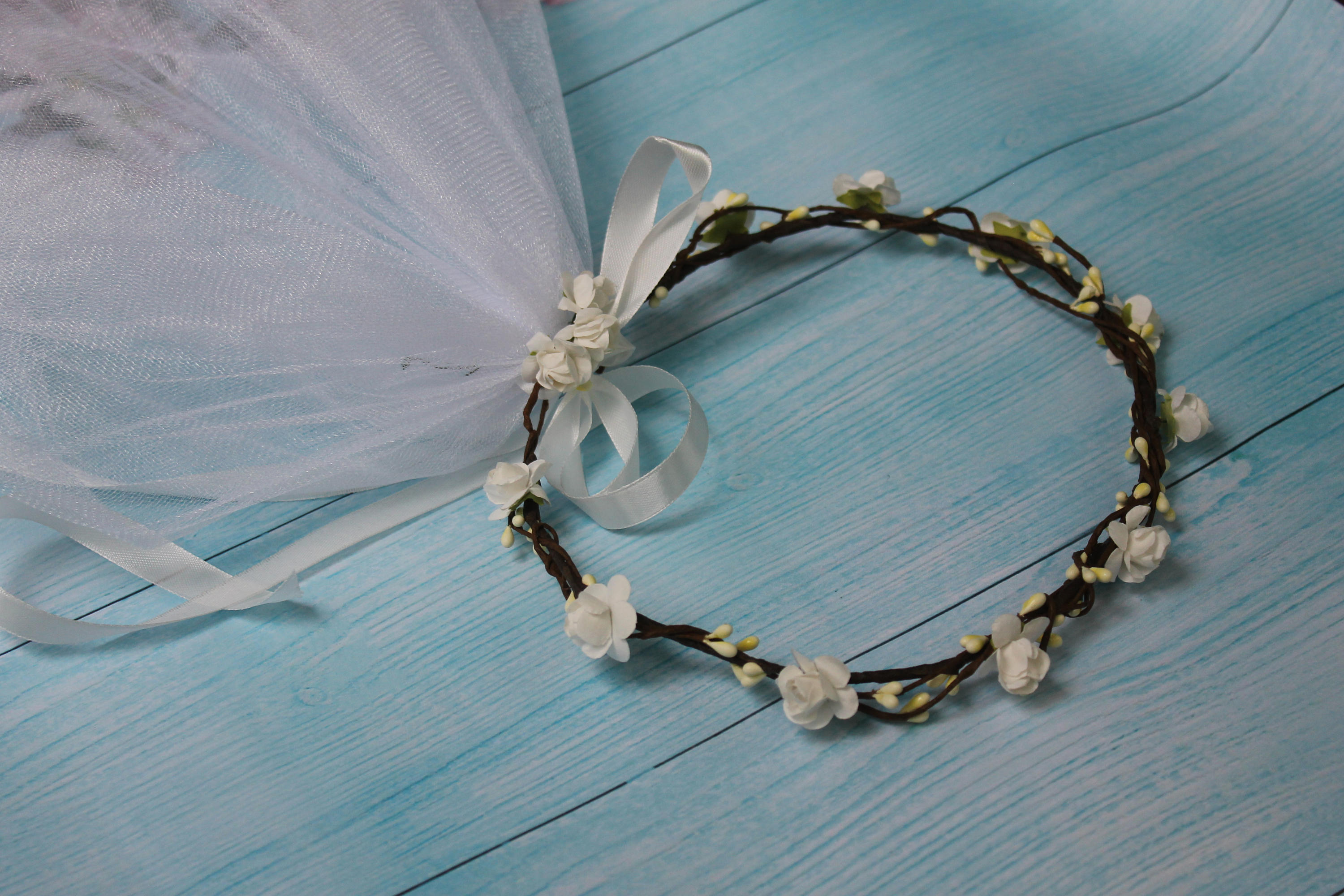 Flower Crown Veil Bridal Wreath Wedding Wreath Flower Halo | Etsy