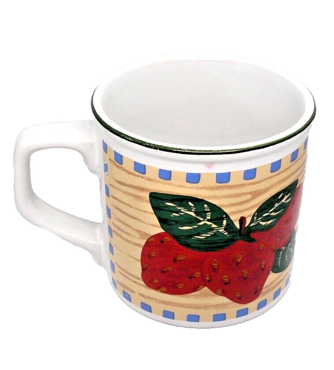 Strawberry Pattern Stoneware Mugs Coffee Cup Vintage Tienshan Country ...