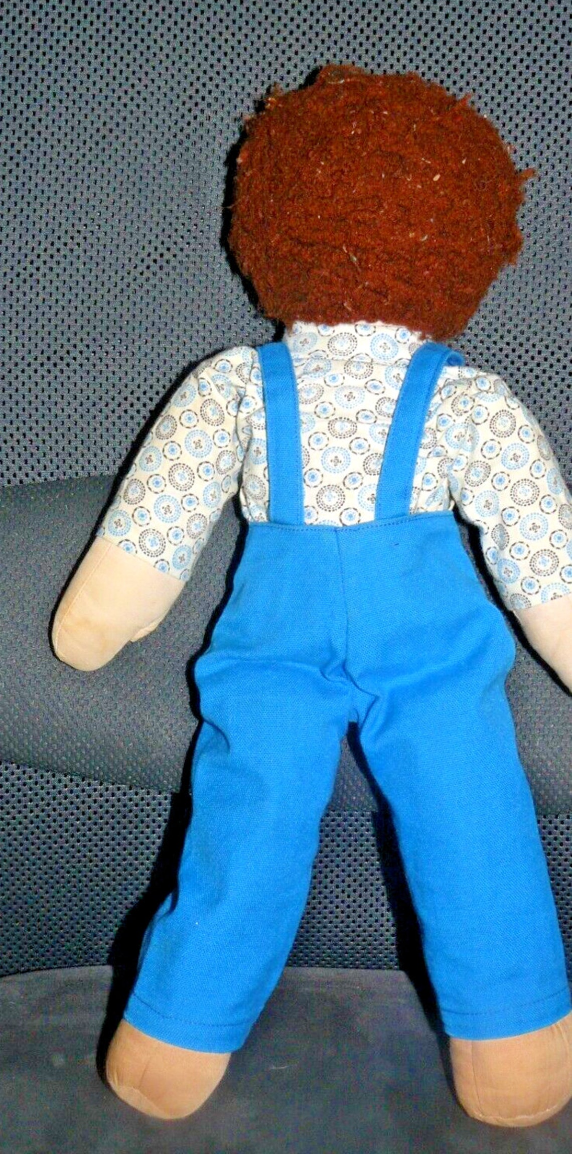 RARE VNTG Cloth Rag Doll FARMER Man in Overalls Red Yarn Hair ...