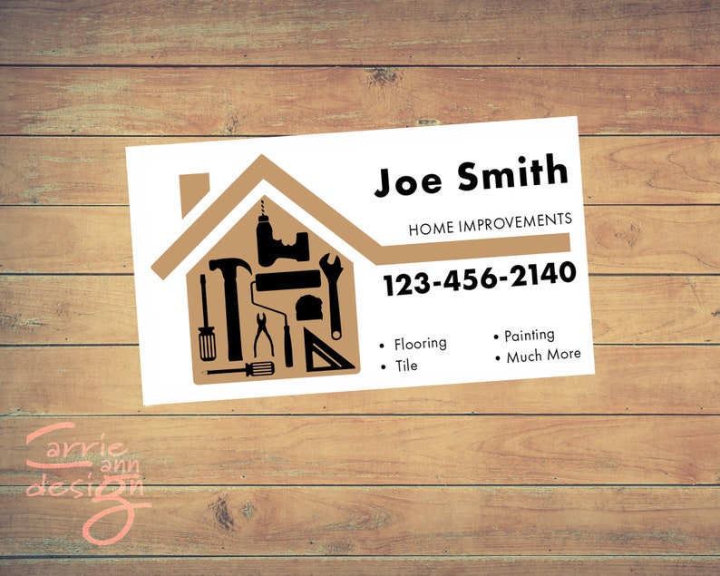 Home Improvements, Handyman, Business Cards, Print, Download, Brown ...