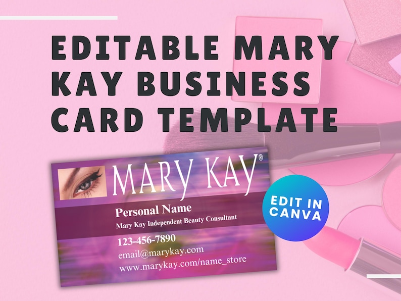 Editable Mary Kay Business Card Template: DIY Consultant Branding ...