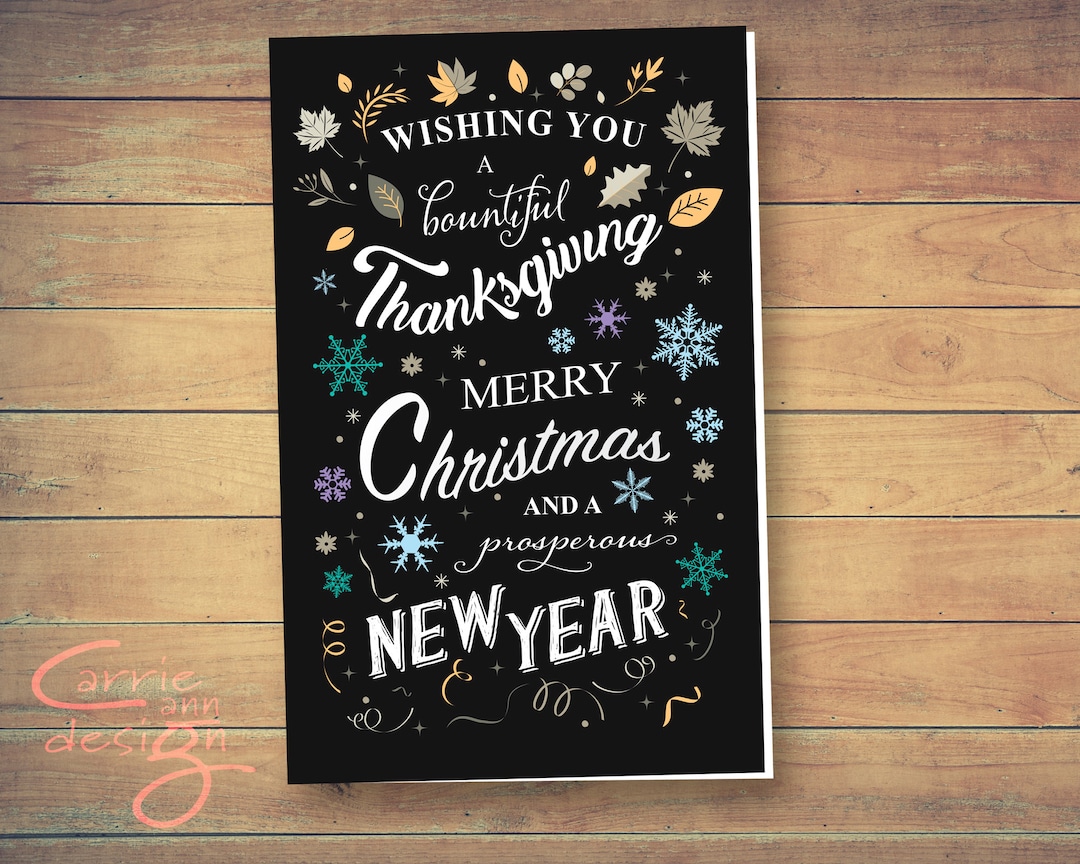 Thanksgiving Christmas New Year Card: Holiday Greetings (digital ...