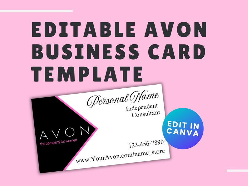 Editable Avon Business Card Template | Canva | Instant Download | Avon ...