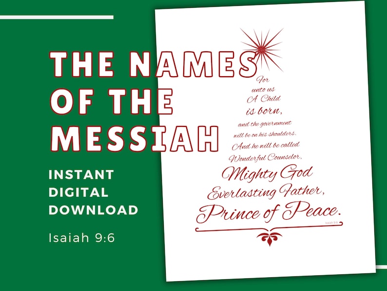 Christmas Tree Scripture Printable | Isaiah 9:6 | Red Christmas Tree ...