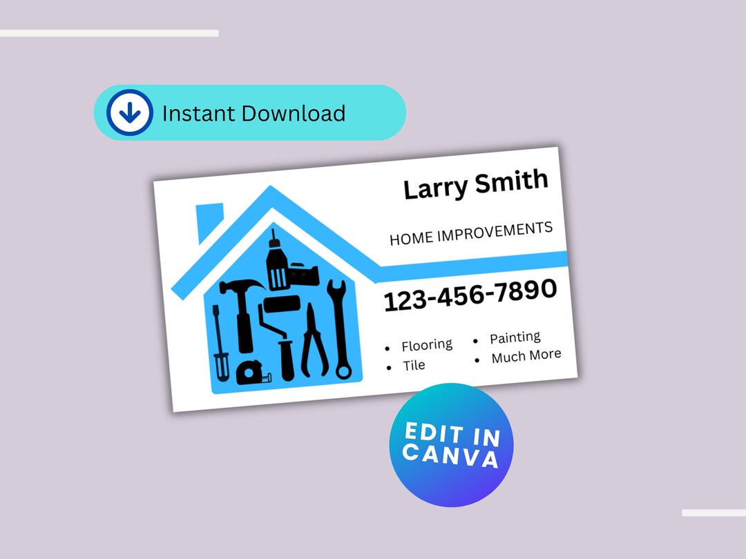 Handyman Business Card Template: Editable Home Repair Card (canva) - Etsy
