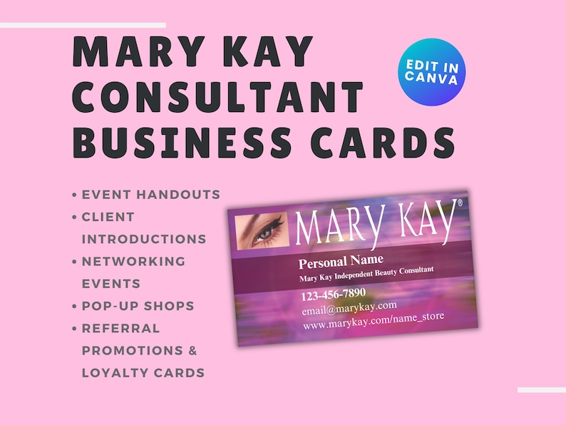 Editable Mary Kay Business Card Template: DIY Consultant Branding ...