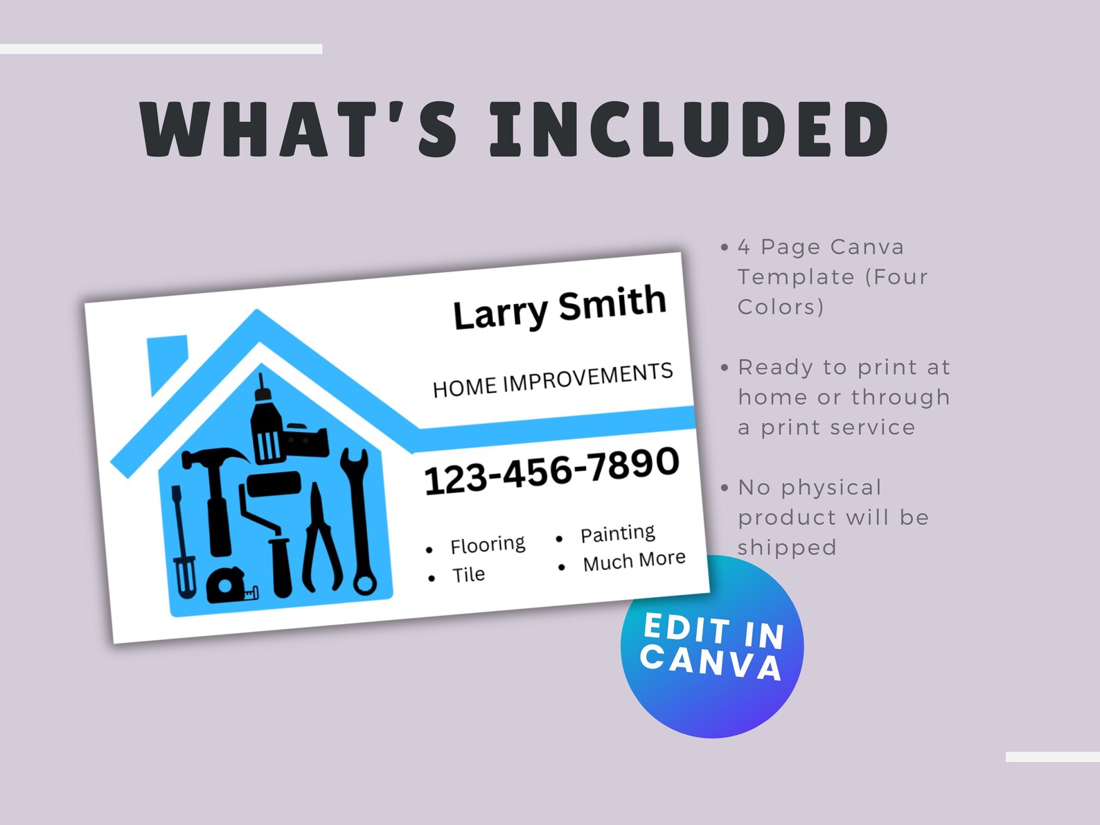 Handyman Business Card Template: Editable Home Repair Card (canva) - Etsy