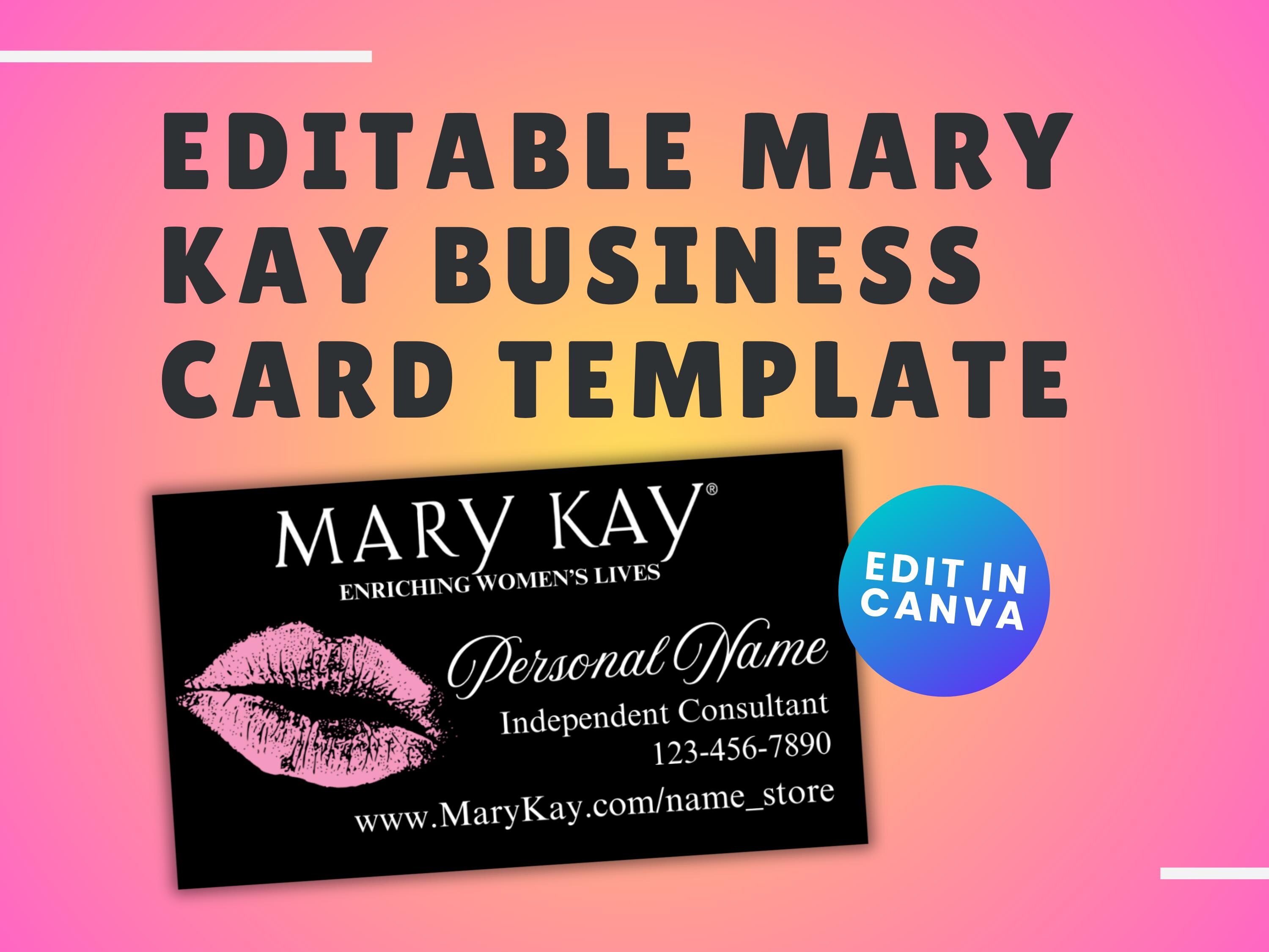 Editable Mary Kay Business Card Template (canva) - Etsy