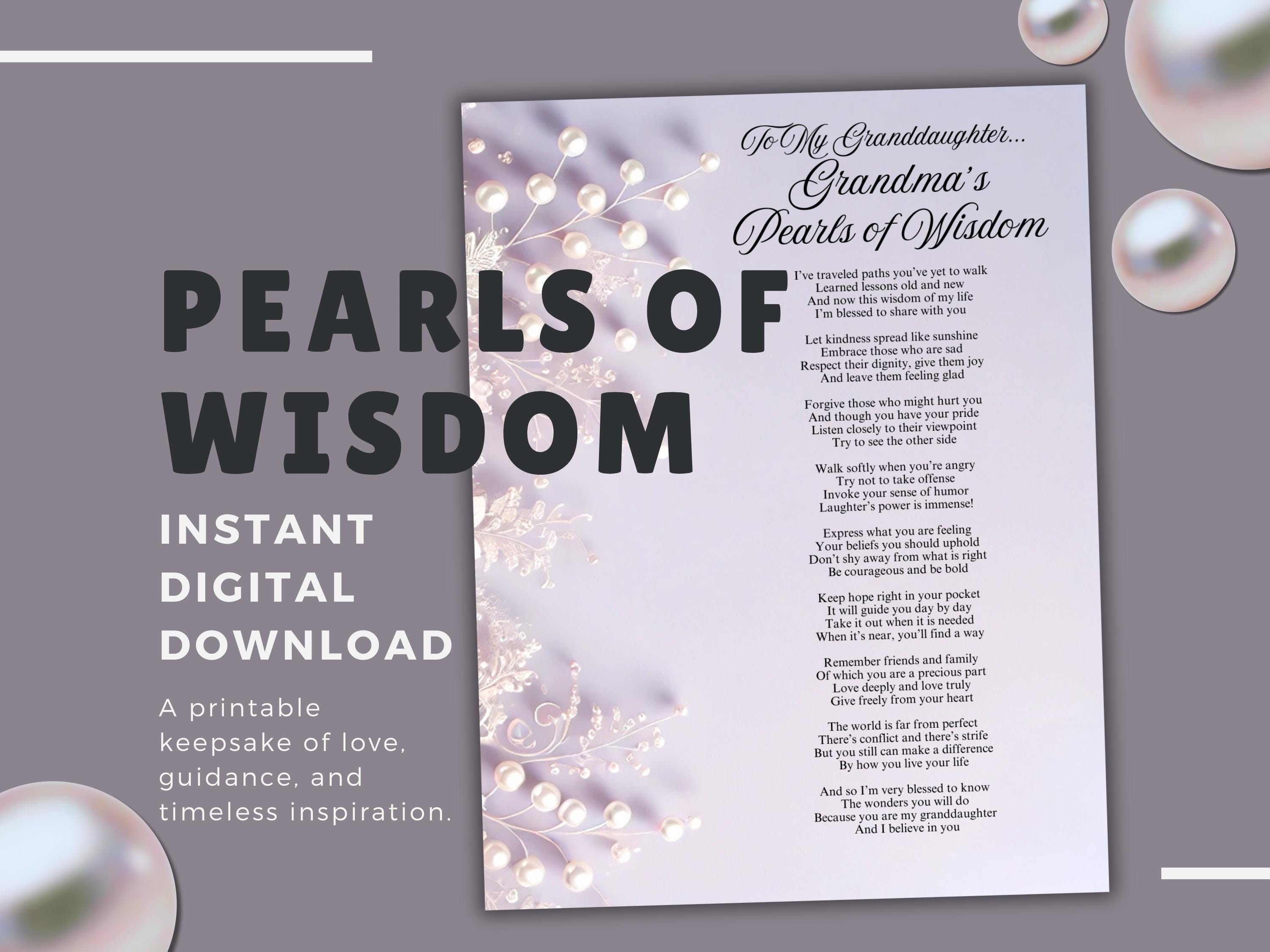 Grandma’s Advice Poem for Granddaughter | Pearls of Wisdom Printable ...