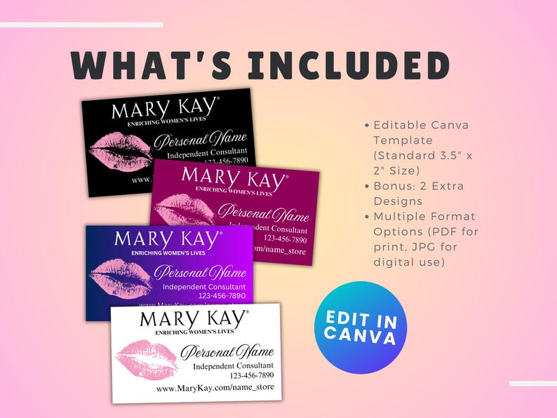 Editable Mary Kay Business Card Template (canva) - Etsy