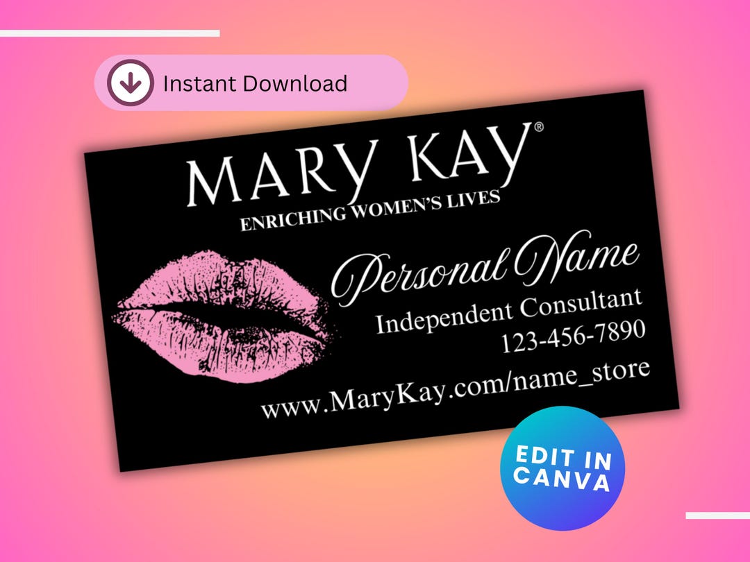 Editable Mary Kay Business Card Template (canva) - Etsy