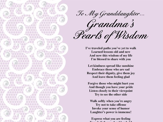 Grandma's Pearls of Wisdom Poem Printable - Etsy