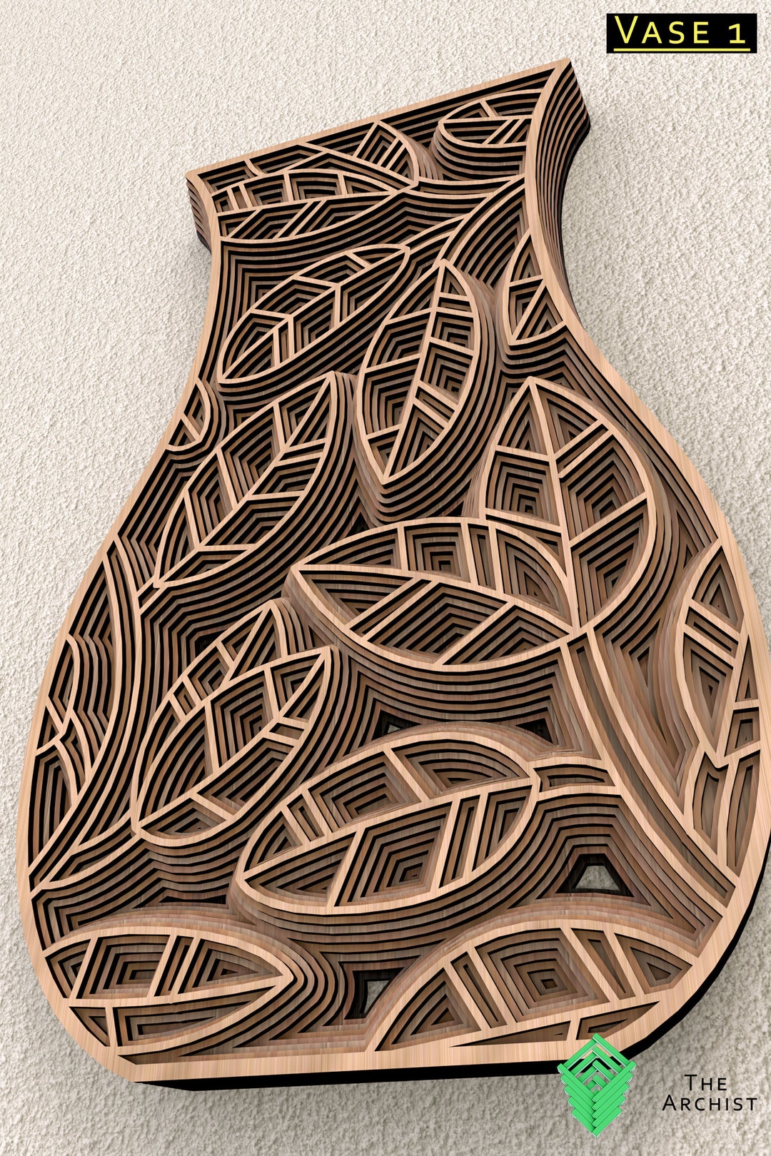 Vase 1, Layered Art Svg, Multilayered Geometric Wall Art, Vase Svg for ...