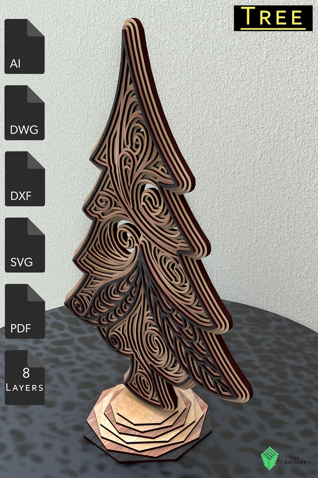 Double Sided Tree Layered Laser Cut File, Tree, Cnc File, 3d Layer Svg ...