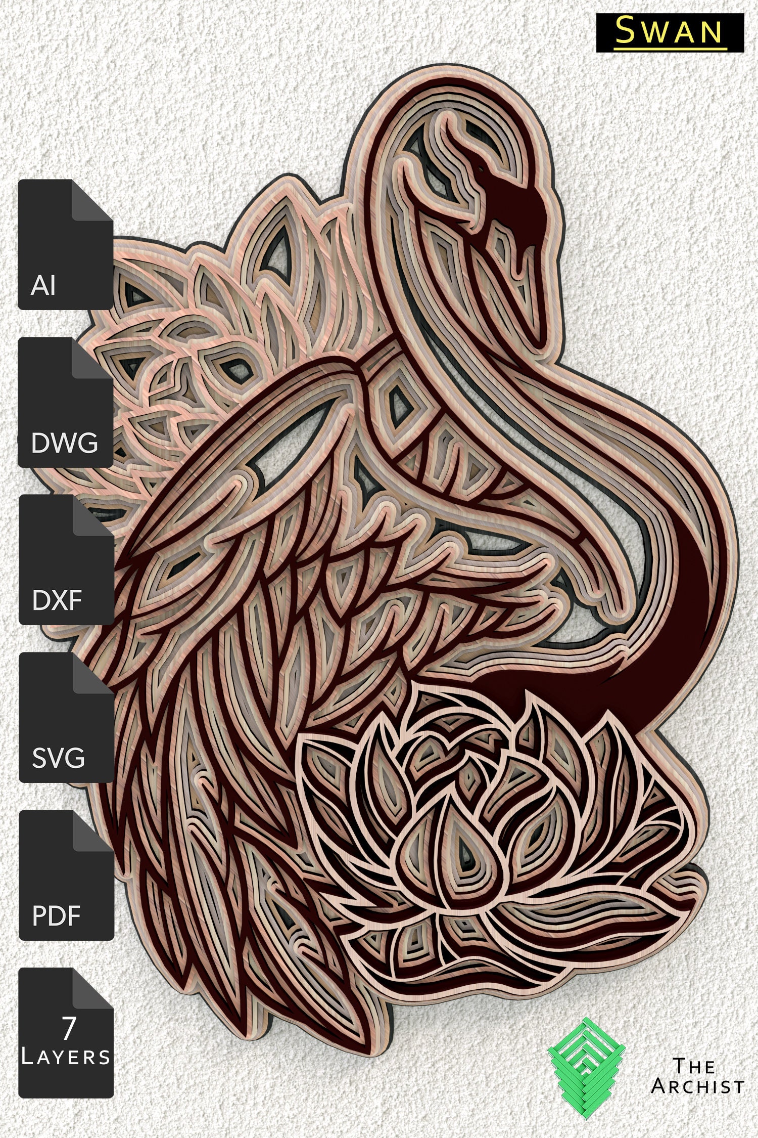 Swan Layered, Laser Cut File, Swan Svg, Cnc File, 3d Layer Svg, Laser ...