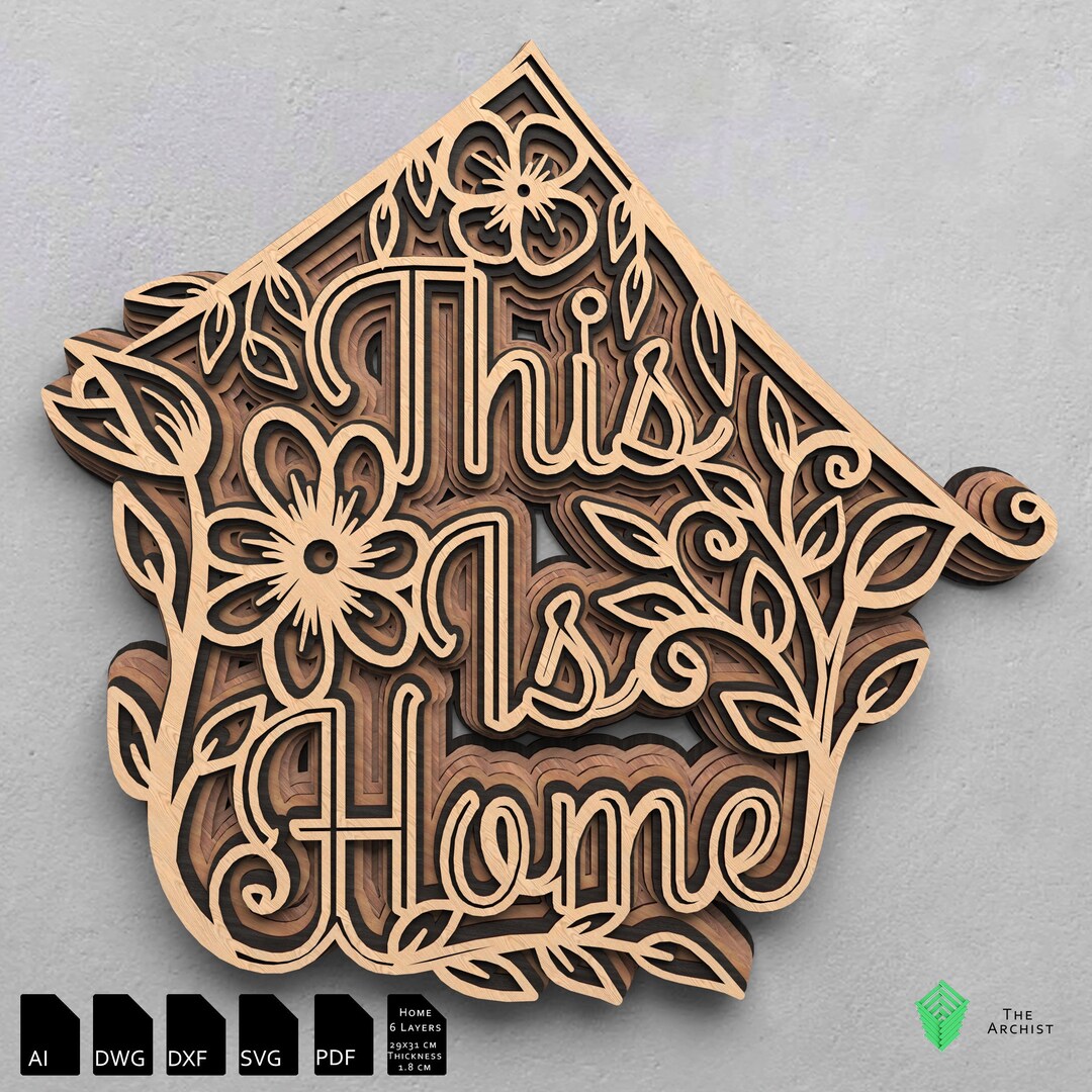 This is Home, Svg for Laser Cutting, Multi-layered Svg, Cnc, 3D Mandala ...