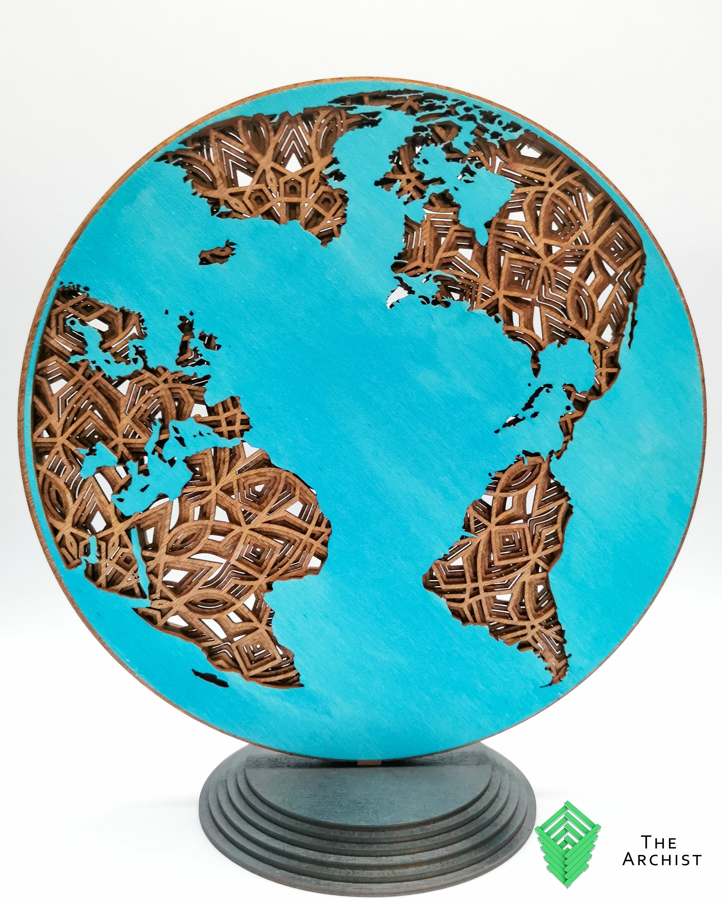 Laser Cut world map Geometric Wall Art world map svg wall | Etsy