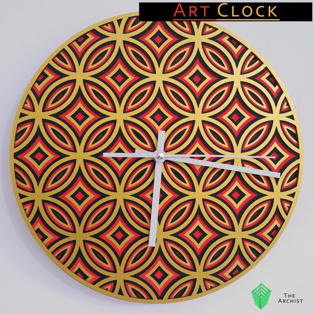 32) Multilayered Geometric Wall Art Clock Geometry, for Laser Cut Cnc ...