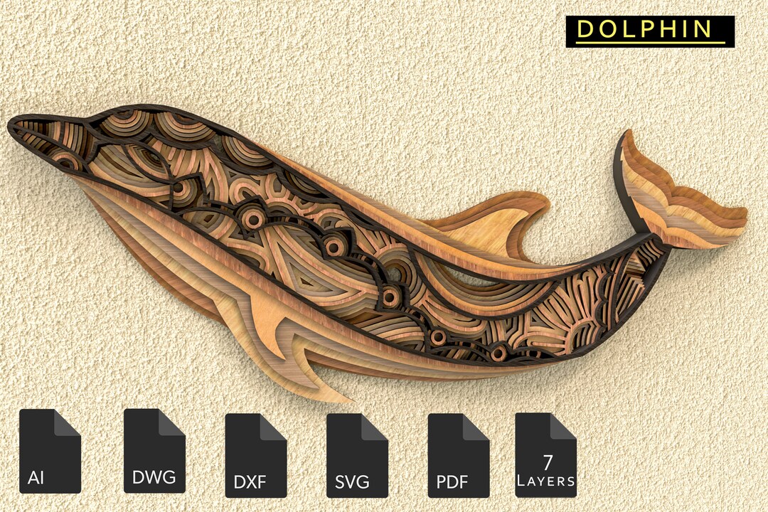 Dolphin Layered Double Sided Laser Cut File, Dolphin, Cnc File, 3d ...