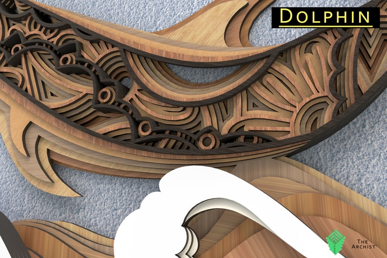 Layered Svg Dolphin Laser Cut File Dolphin Cnc File 3d - Etsy