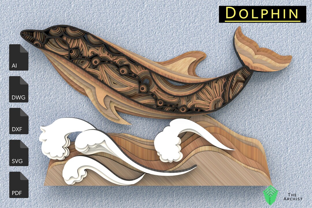 Layered Svg Dolphin, Laser Cut File, Dolphin, Cnc File, 3d Layer Svg ...