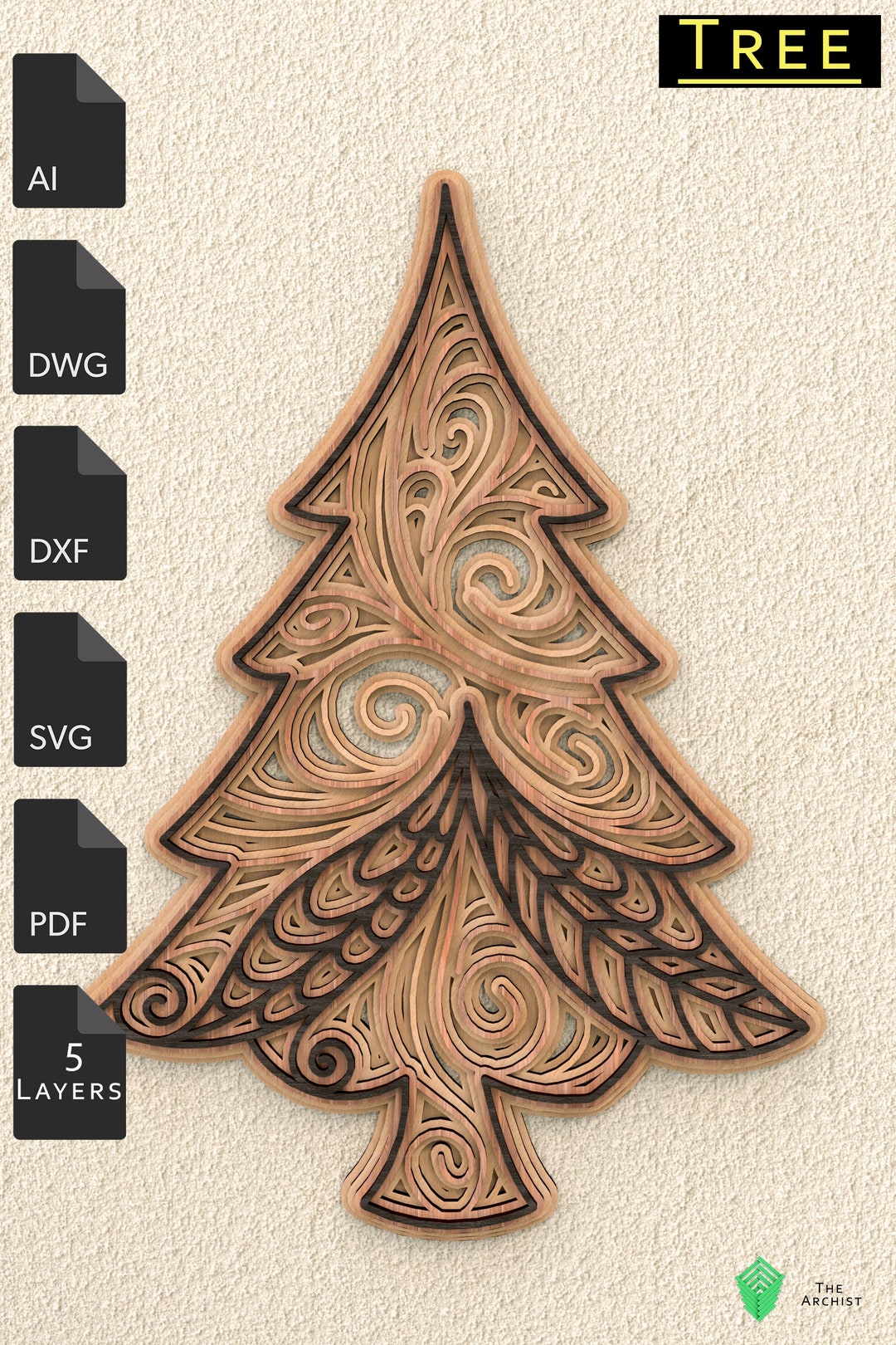 Tree Layered Laser Cut File, Tree, Cnc File, 3d Layer Svg, Laser Cut ...