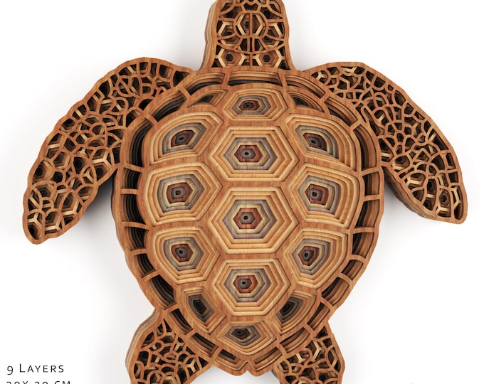 3D Turtle SVG, Layered Turtle SVG, Sea Turtle Svg, Turtle Wall Art ...
