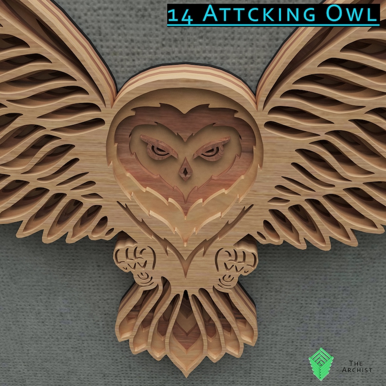 Laser Cut File Geometric Wall Art Attacking Owl Cnc File - Etsy