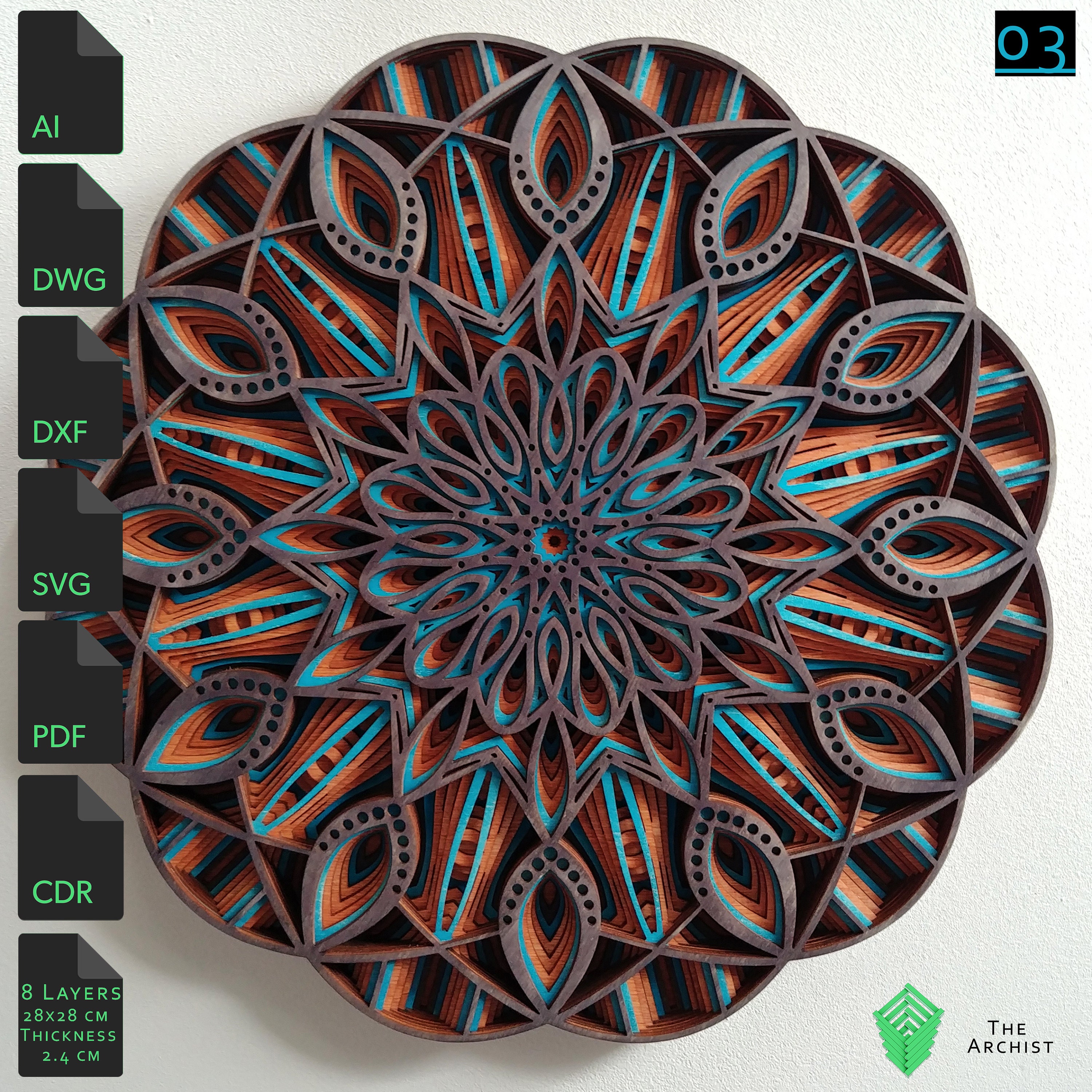 Laser Cut File, Geometric Wall Art, Cnc File, Instant Download, 3d ...