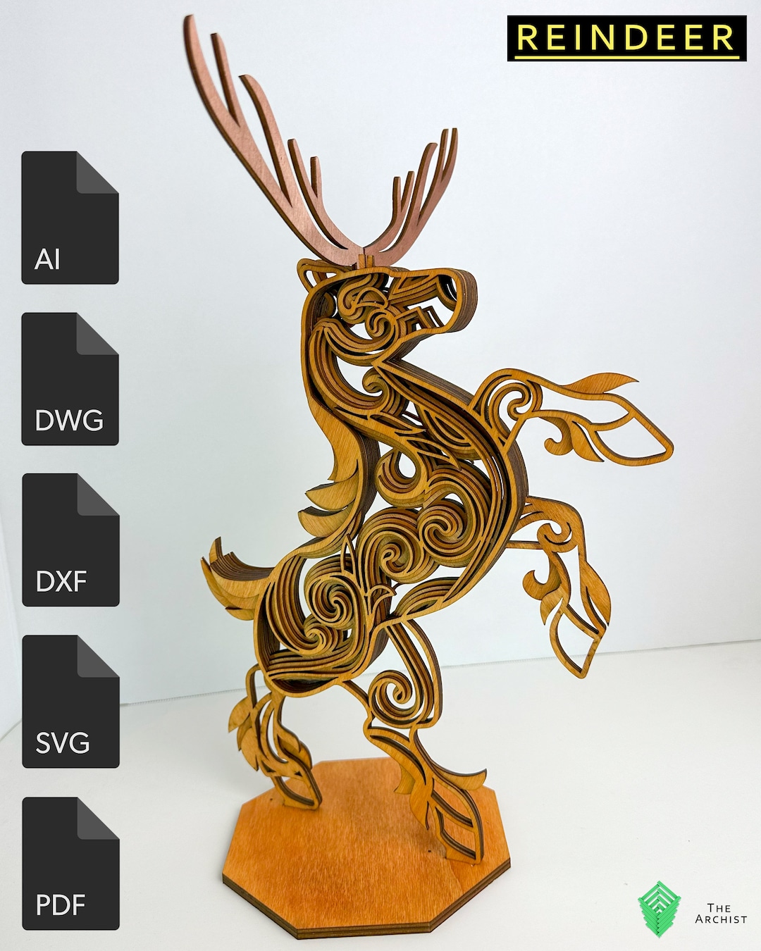 Laser Cut File, Reindeer Svg, Cnc File, 3d Layer Svg, Laser Cut, 3d ...