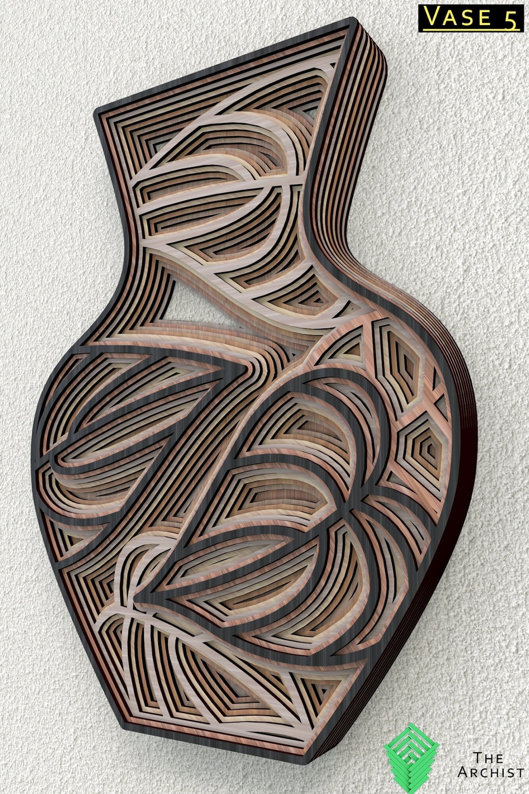 Vase 5, Layered Art Svg, Multilayered Geometric Wall Art, Vase Svg for ...