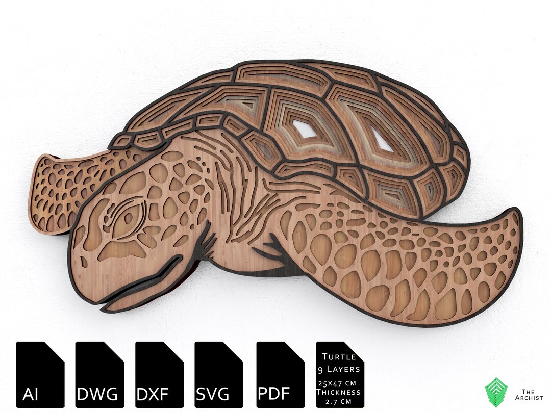 Layered Turtle Svg, Geometric Wall Art, Sea Turtle Wall Art, Cnc File ...