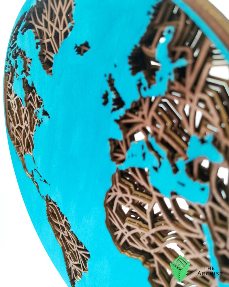 Laser Cut World Map Geometric Wall Art World Map Svg Wall | Etsy