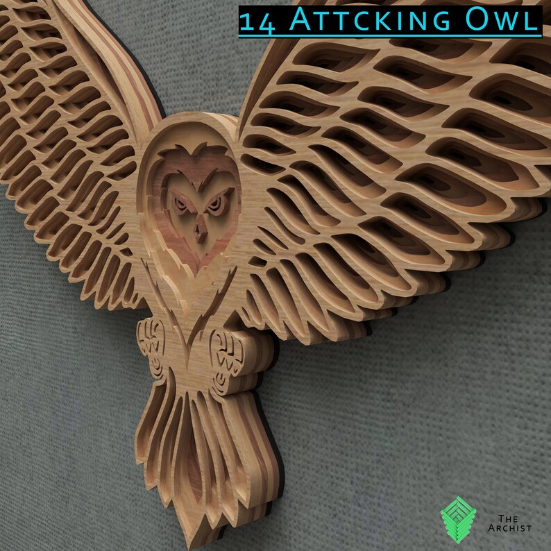 Laser Cut File Geometric Wall Art Attacking Owl Cnc File - Etsy
