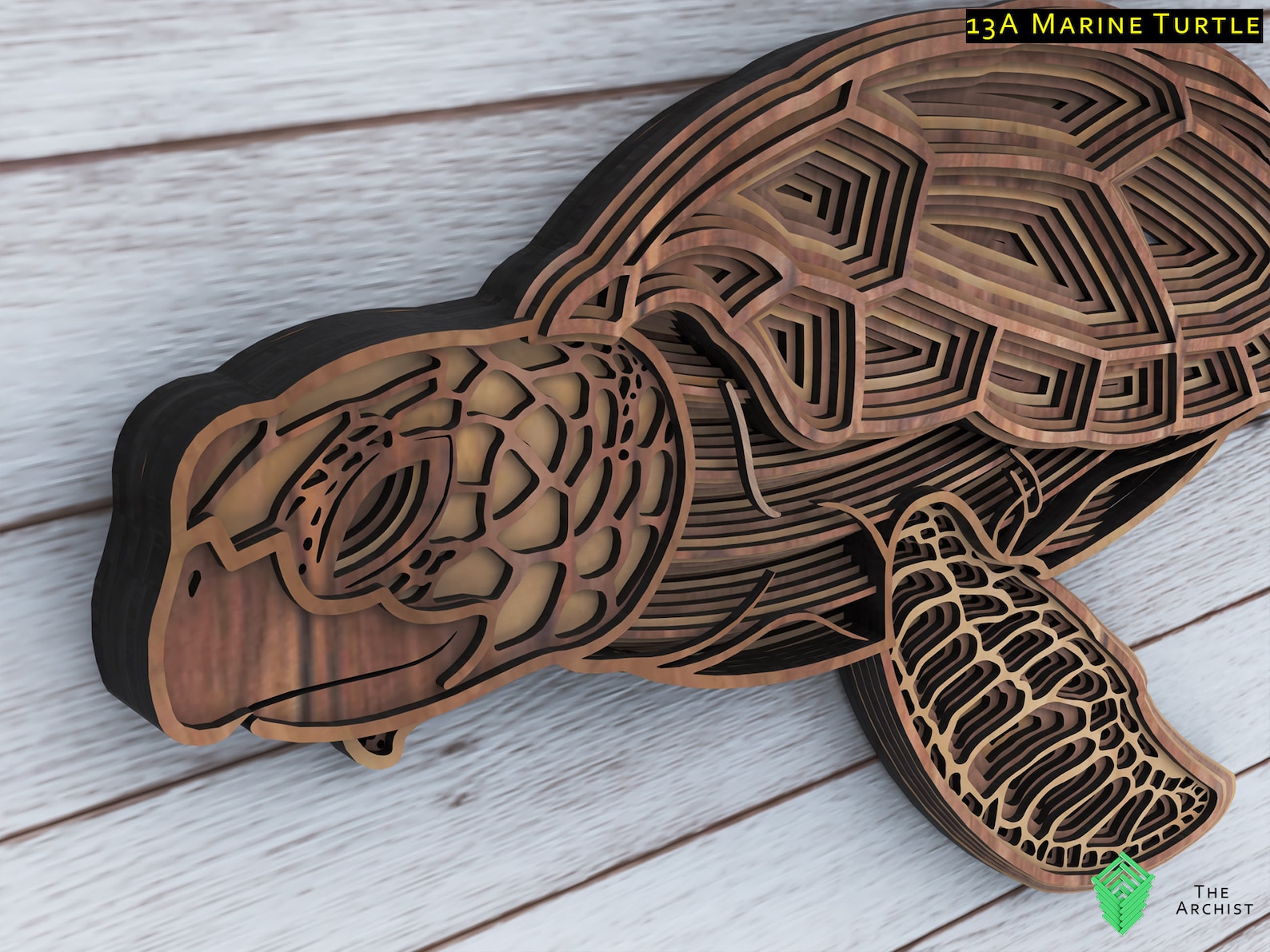 Laser Cut File, Geometric Wall Art, Sea Turtle Wall Art, Cnc File, 3d ...