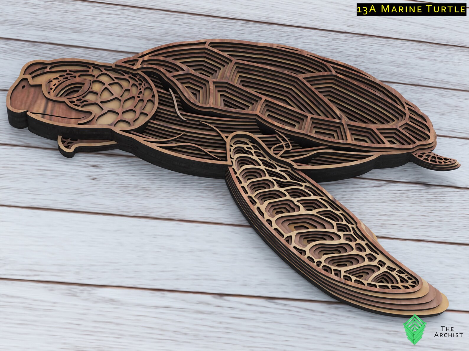 Laser Cut File, Geometric Wall Art, Sea Turtle Wall Art, Cnc File, 3d ...