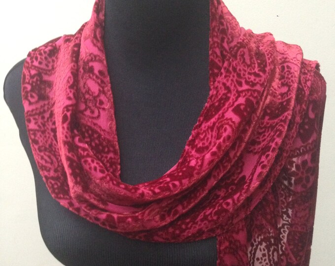 Red Velvet Devore Scarf in Paisley Pattern / Cut Velvet / - Etsy